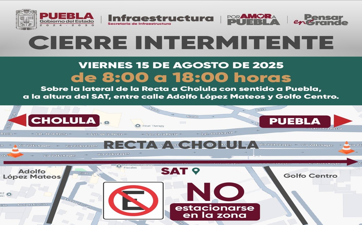 Con cuidado, cerrada la lateral de la Recta a Cholula con sentido a ...